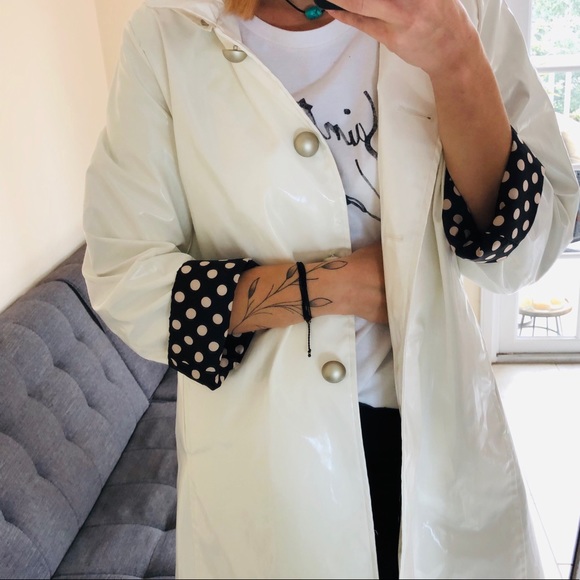 Jane Post | Jackets & Coats | Jane Post White Polka Dot Raincoat 25 ...